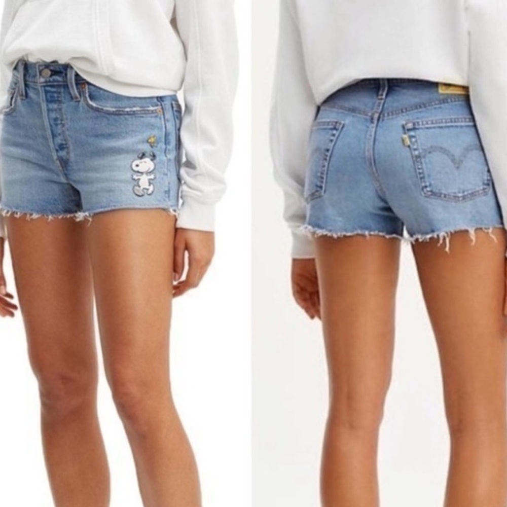 Levi’s X Peanuts Snoopy High Rise Cut Off 501 Denim S… - Gem